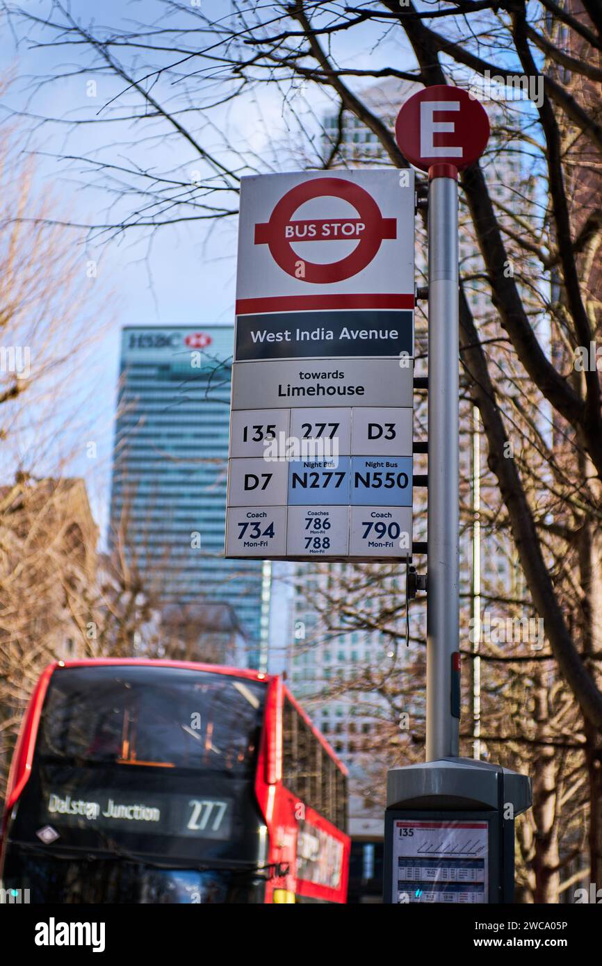 West Indian Avenue bus stop, with a red London double deck bus, 1 ...