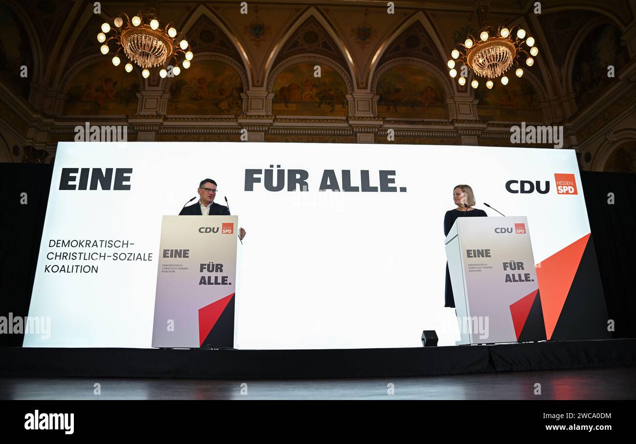 Wiesbaden, Germany. 15th Jan, 2024. Boris Rhein (CDU, l), Minister ...