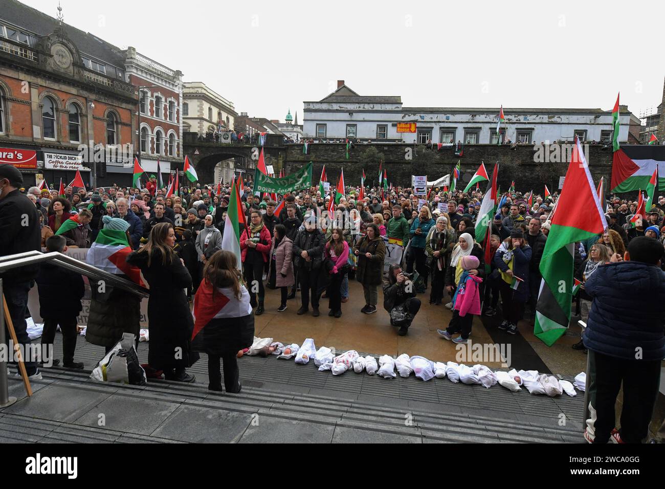 Thousands of protesters take part in a demonstration in Derry, Northern ...