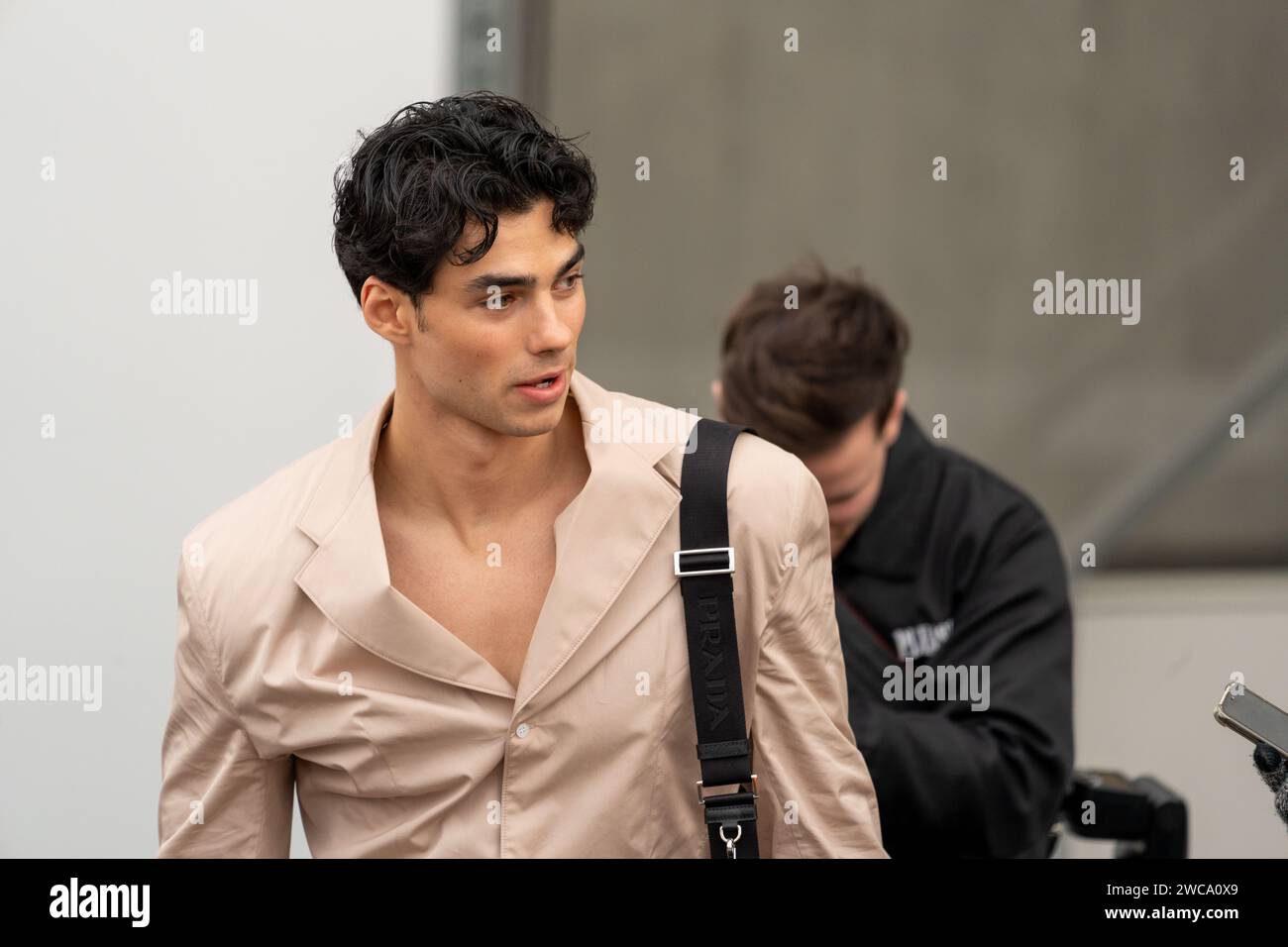 Milan, Italy. 14th Jan, 2024. Jacob Rott is arriving at the Prada ...