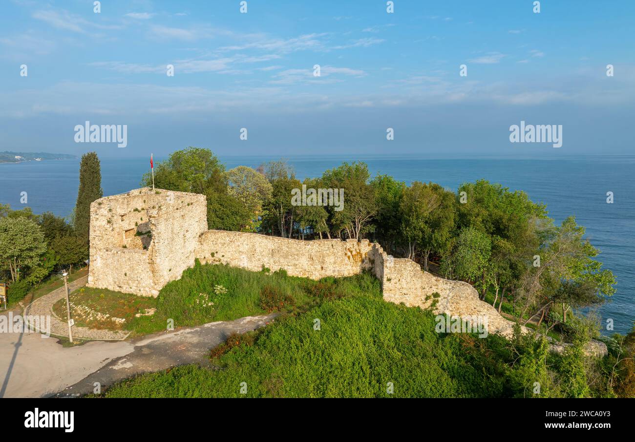 The Ceneviz Castle was built on a cliff located between two bays, 2.5 ...