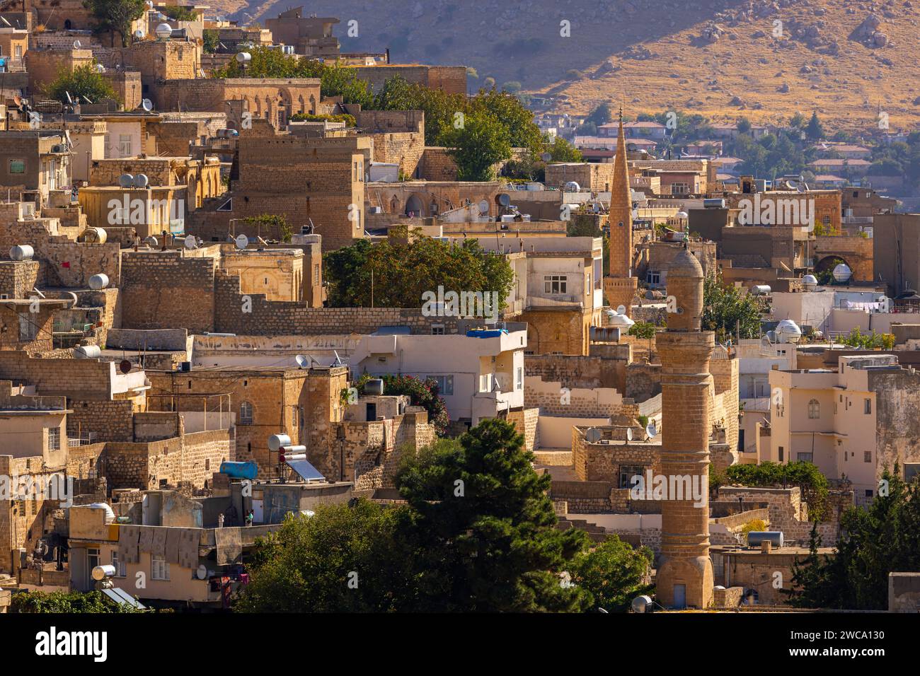 Ancient and stone houses of Old Mardin (Eski Mardin) with Mardin Castle ...