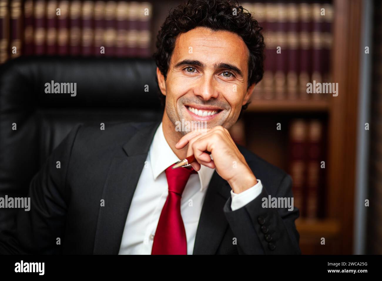 Portrait of a confident and successful caucasian businessman. Smiling ...