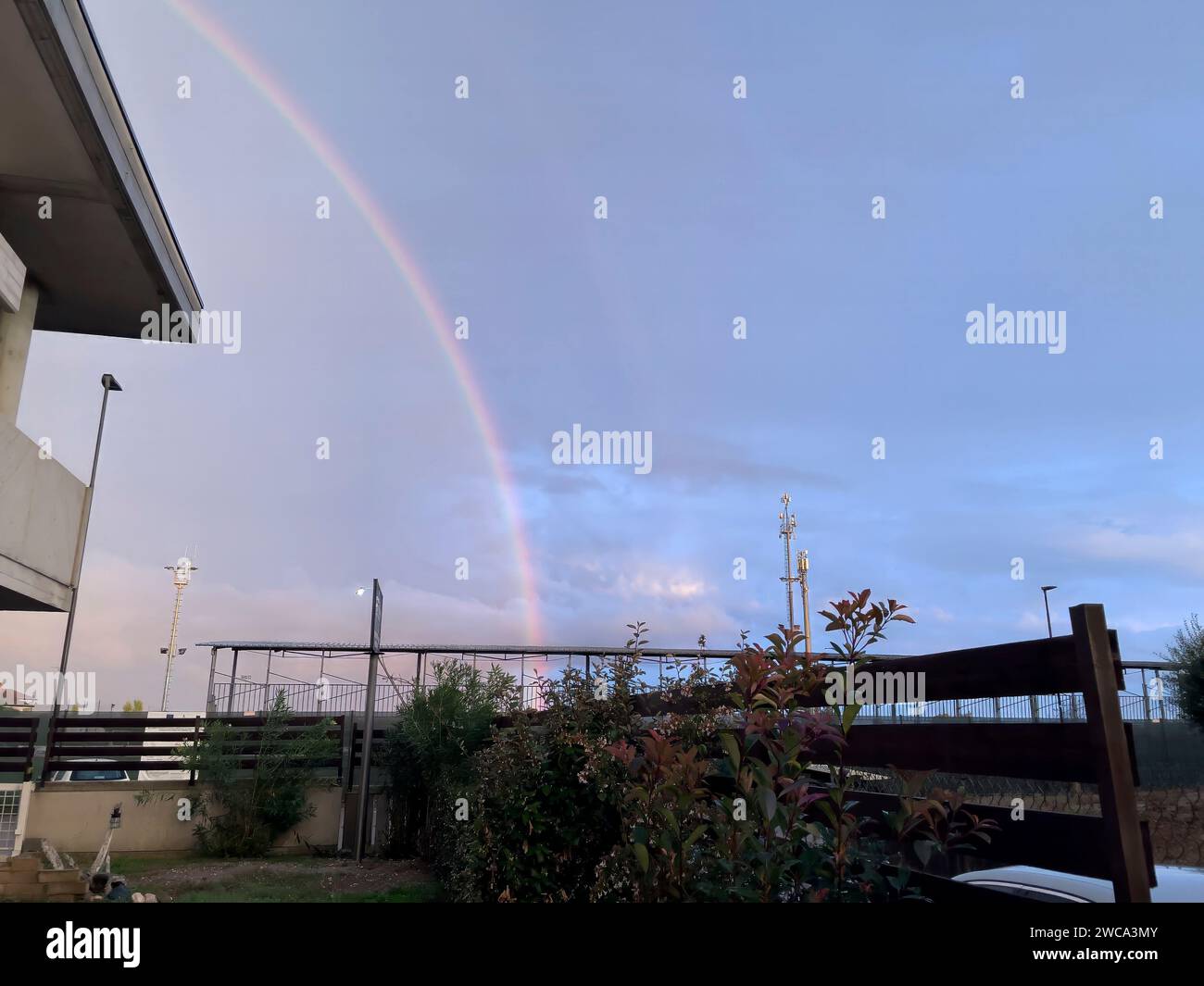 Mesmerizing footage of a rainbow-colored sky during sunset over a ...