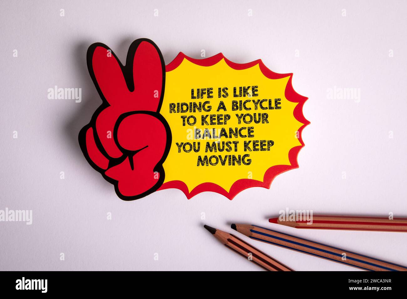 To keep your balance you must keep moving. Sticker with text on white ...