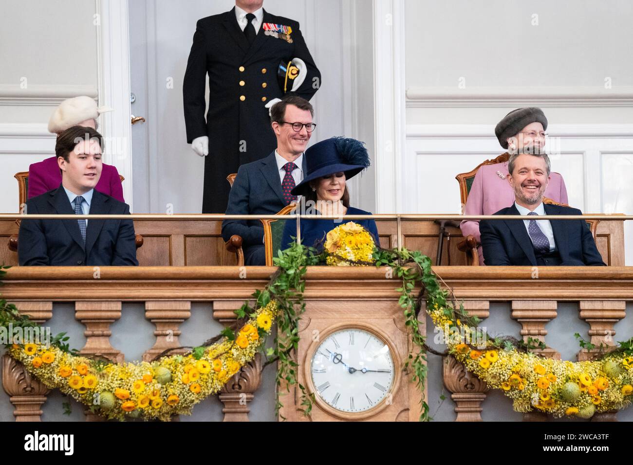Copenhagen, Denmark. 15th Jan, 2024. King Frederik X, Queen Mary, Crown ...
