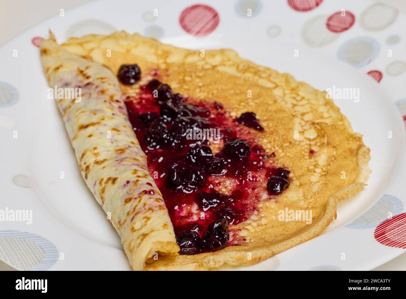 Traditional Romanian pancakes prepared to be eaten with different types ...