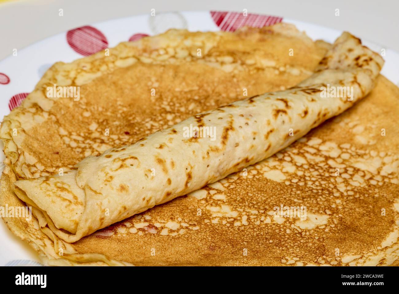 Traditional Romanian pancakes prepared to be eaten with different types ...