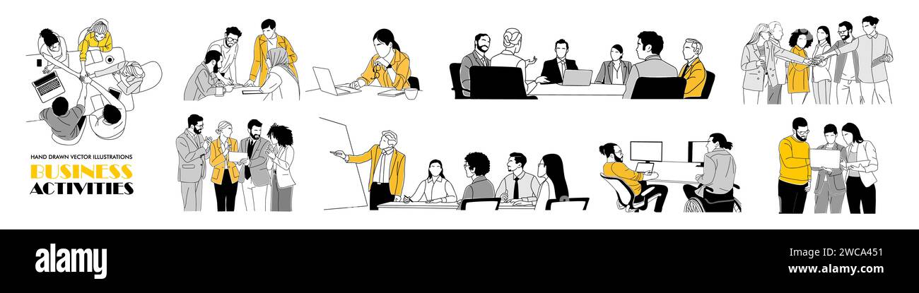 Business people taking part in activities vector Stock Vector Image ...