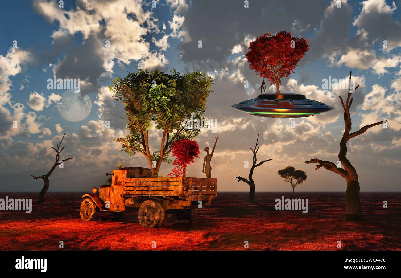 Aliens Terraforming A Dying Environment Stock Photo - Alamy
