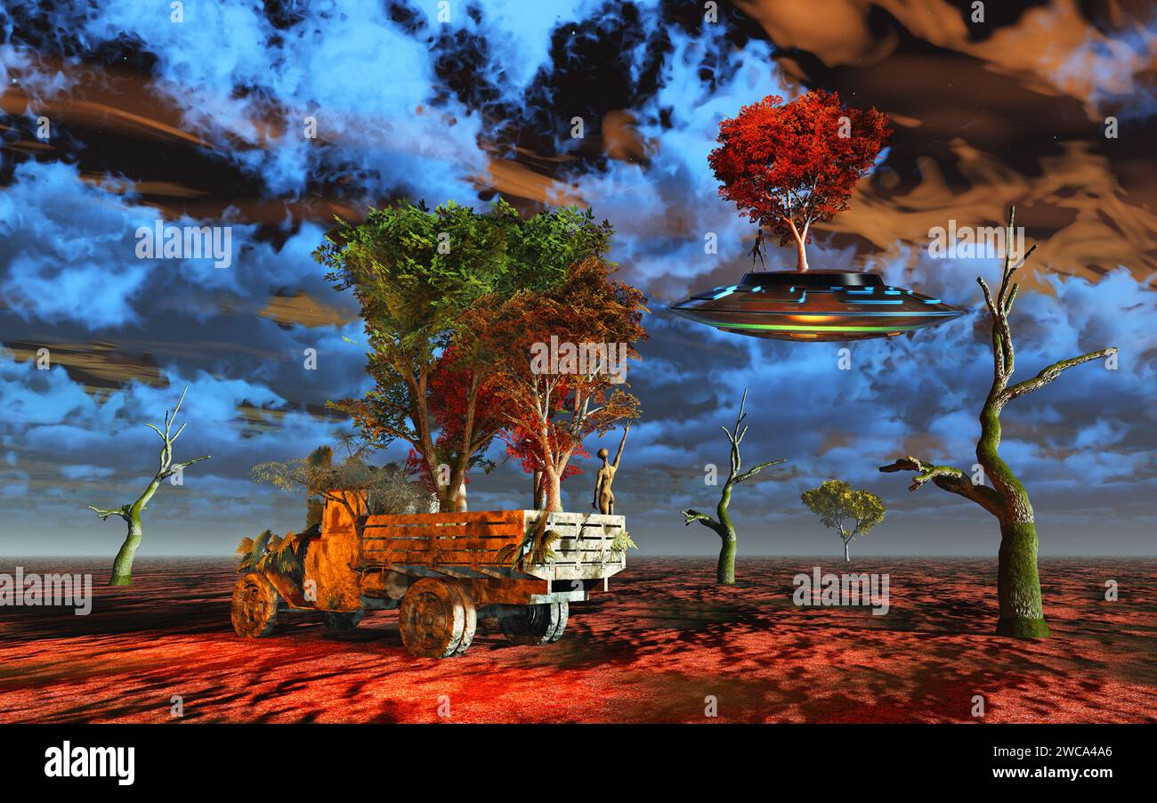Aliens Terraforming A Dying Environment Stock Photo - Alamy