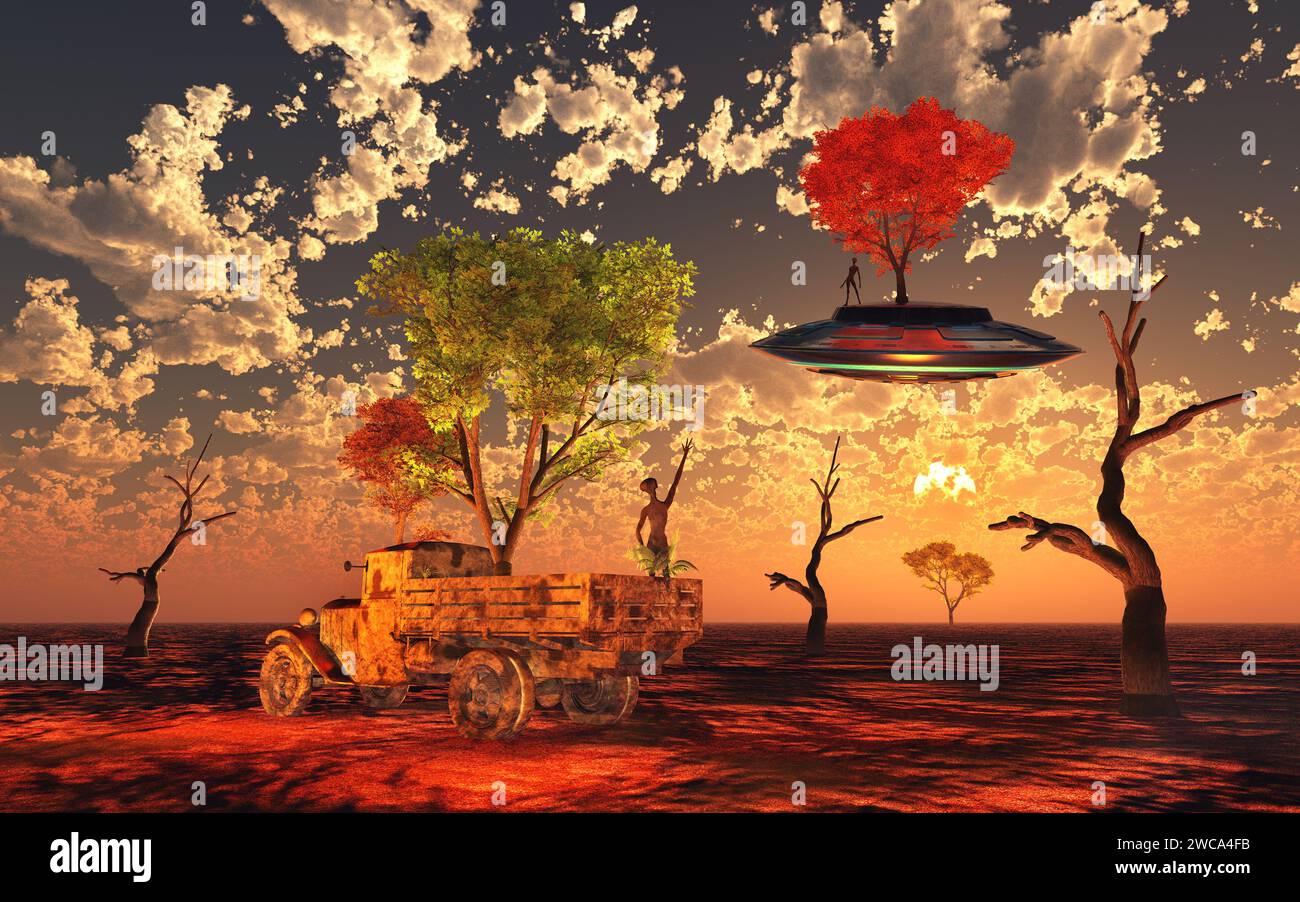 Aliens Terraforming A Dying Environment Stock Photo - Alamy