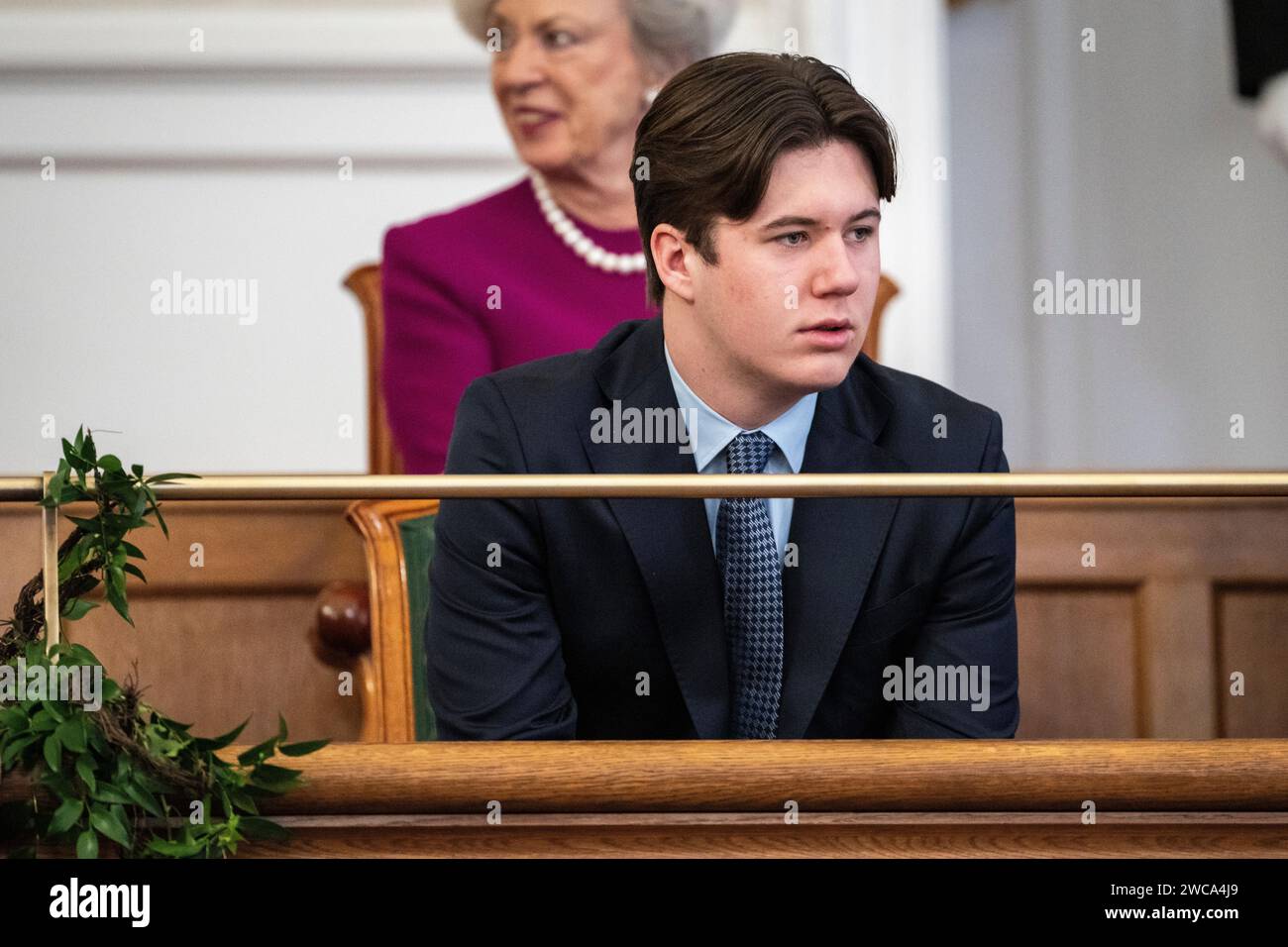 Crown Prince Christian, as the new royal couple with members of the ...