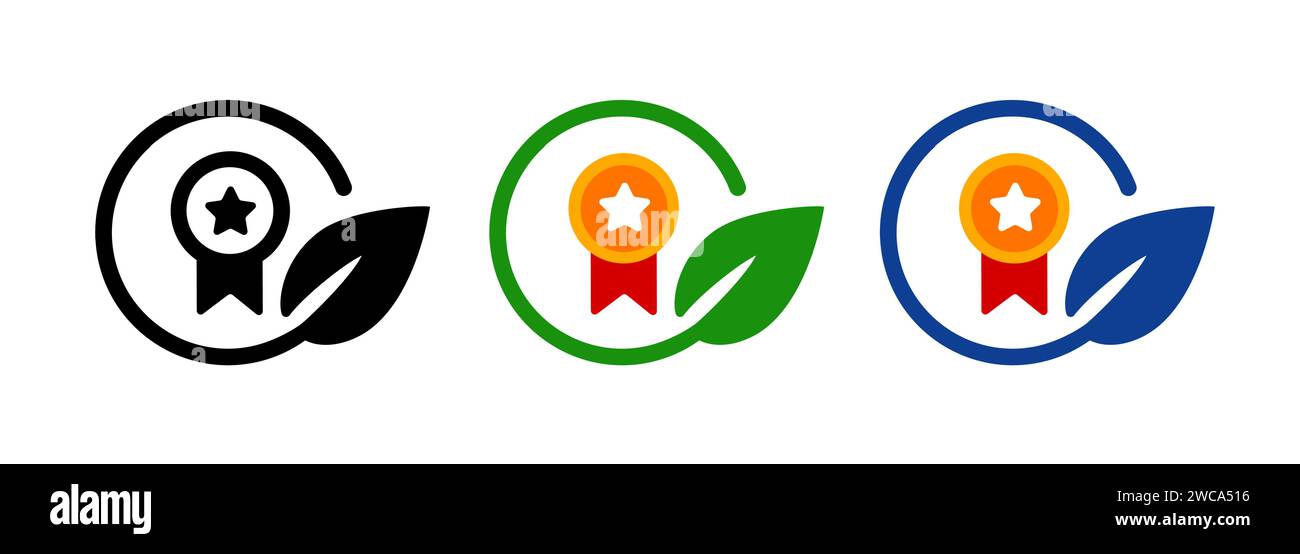 Winner champion award medallion in eco green leaf circle sustainability ...