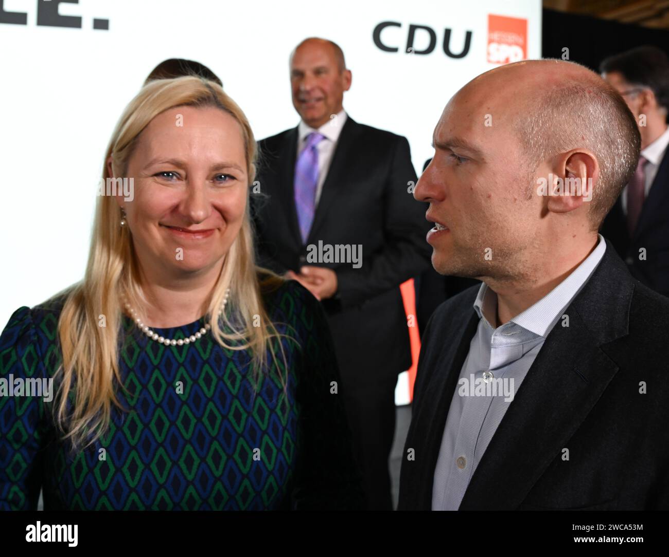 Wiesbaden, Germany. 15th Jan, 2024. Diana Stolz (CDU, l), future ...