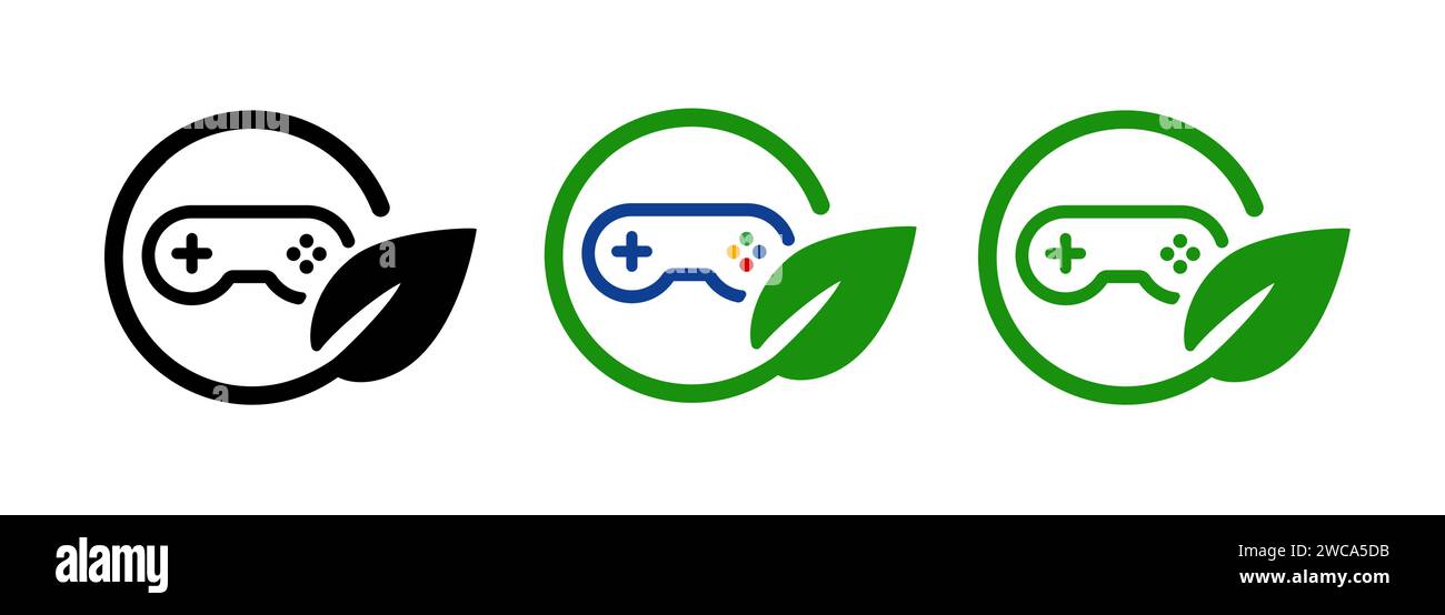 Gamer gaming gamification fun play in eco green leaf circle ...