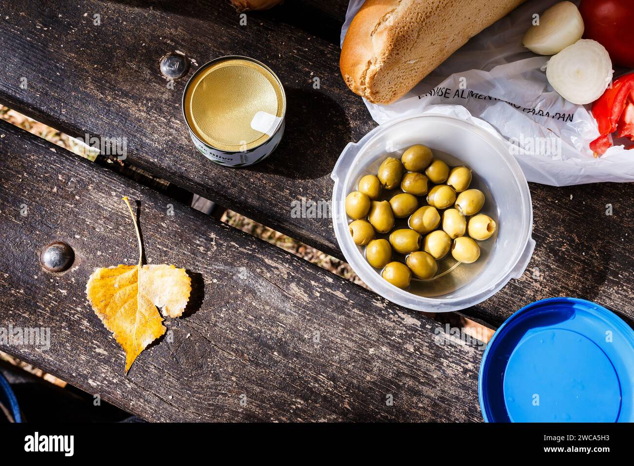 Still life of food in the countryside in Confrides Stock Photo - Alamy