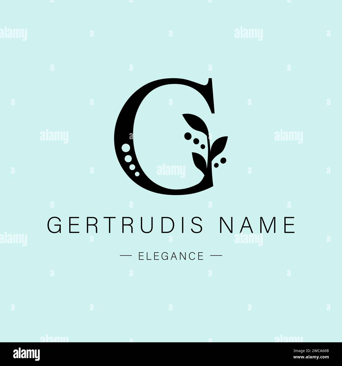 Logo, capital letter G. Monogram of Botanical Minimalistic with natural ...