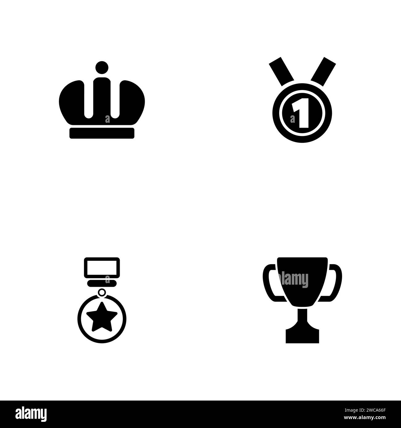 Winning. A set of black four solid icons isolated on a white background ...