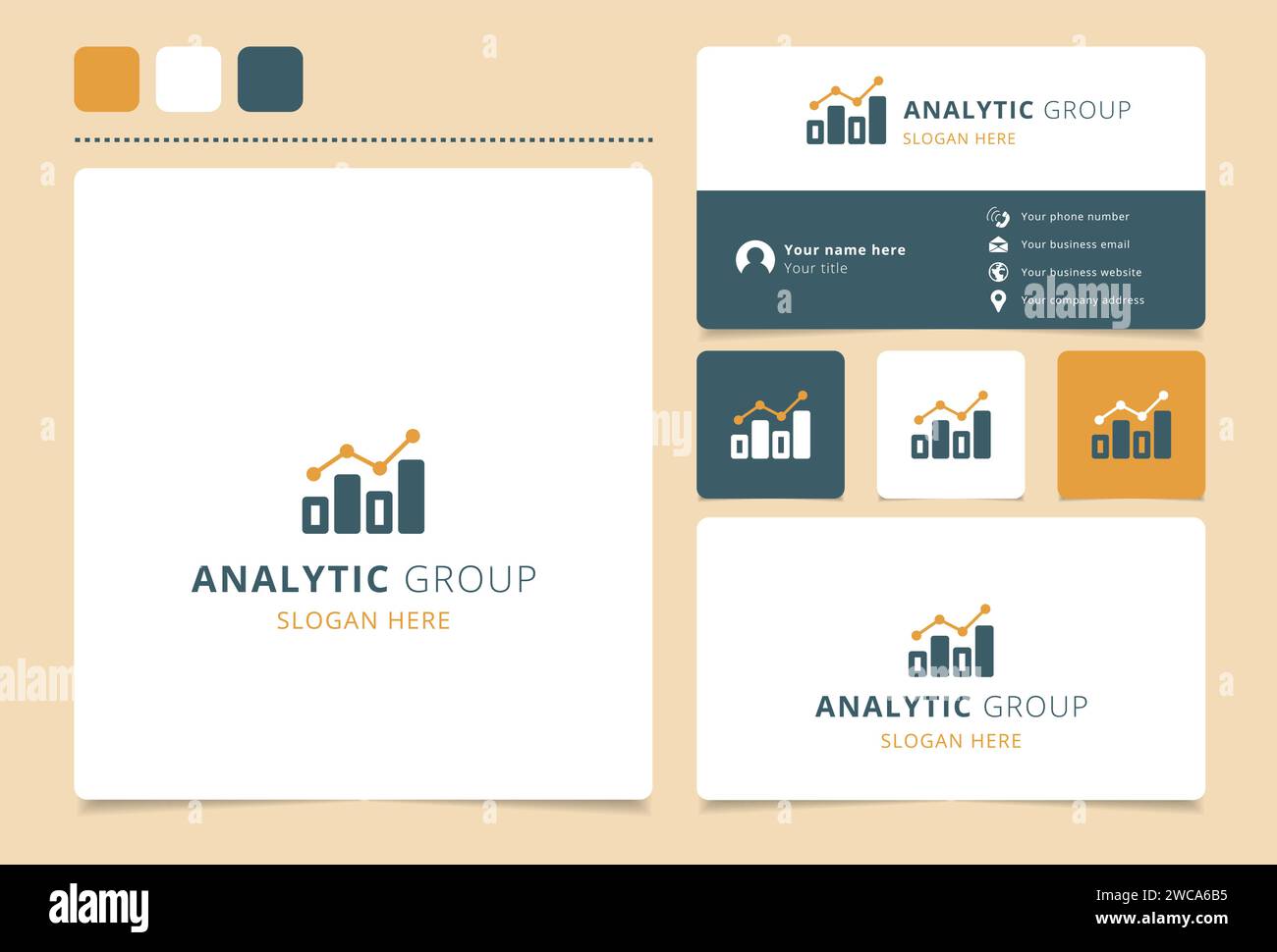 Analytic Group logo brand business card. Branding book from business management icons collection ...