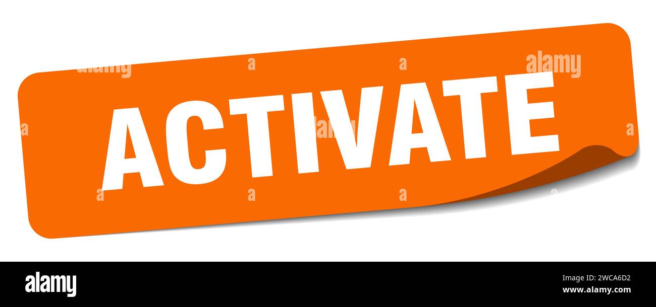 activate sticker. activate rectangular label isolated on white ...