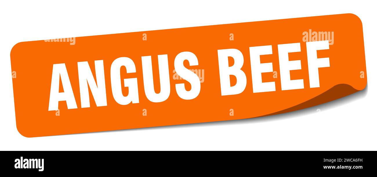 angus beef sticker. angus beef rectangular label isolated on white ...