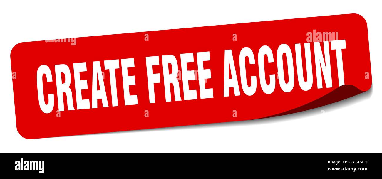 create free account sticker. create free account rectangular label ...