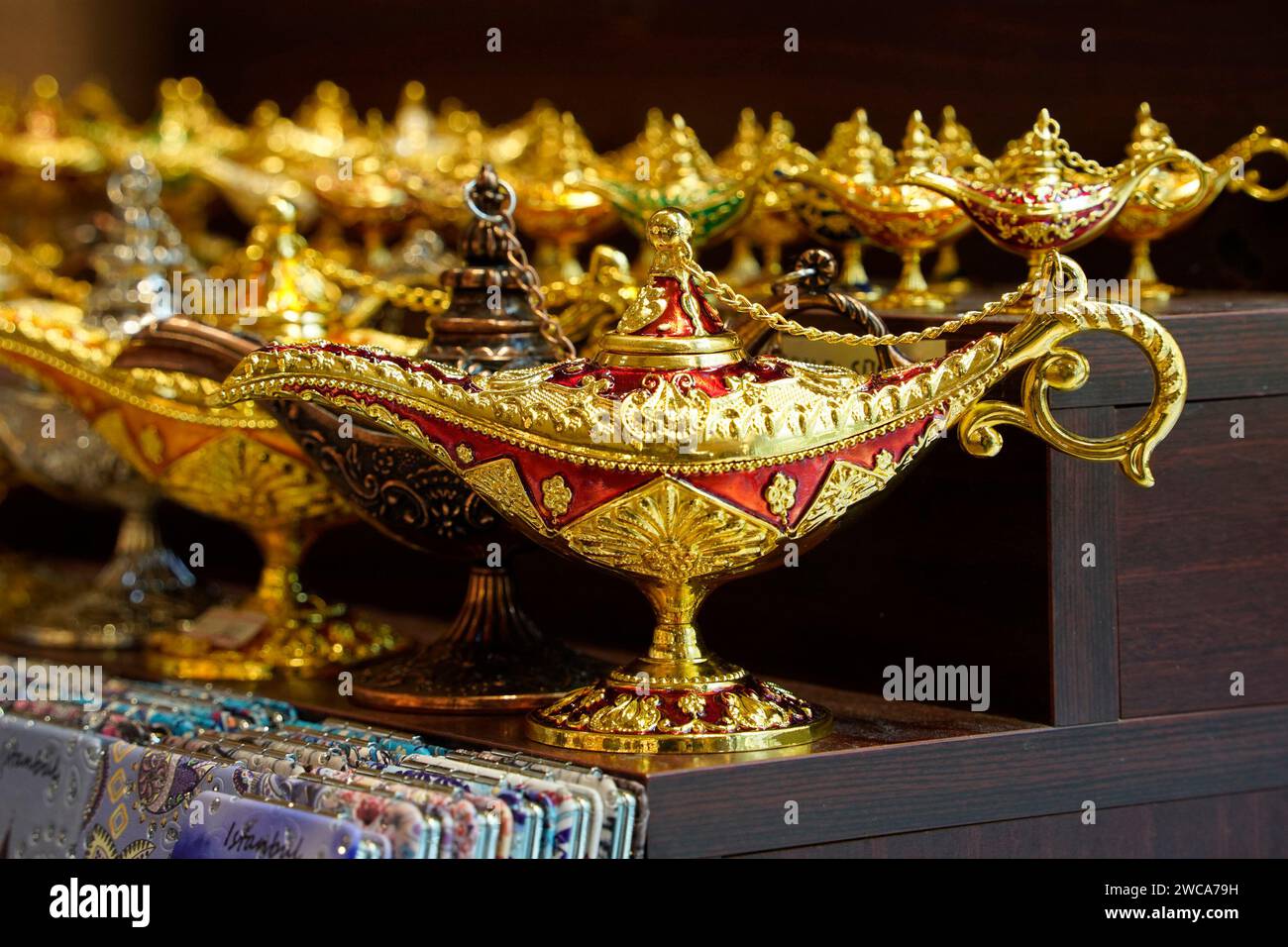 Some Magic lamp of Aladdin at istanbul market Stock Photo - Alamy