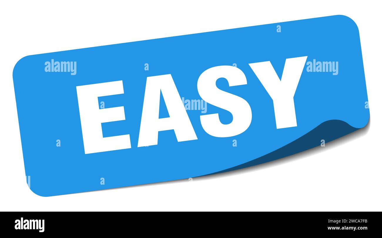 easy sticker. easy rectangular label isolated on white background Stock ...