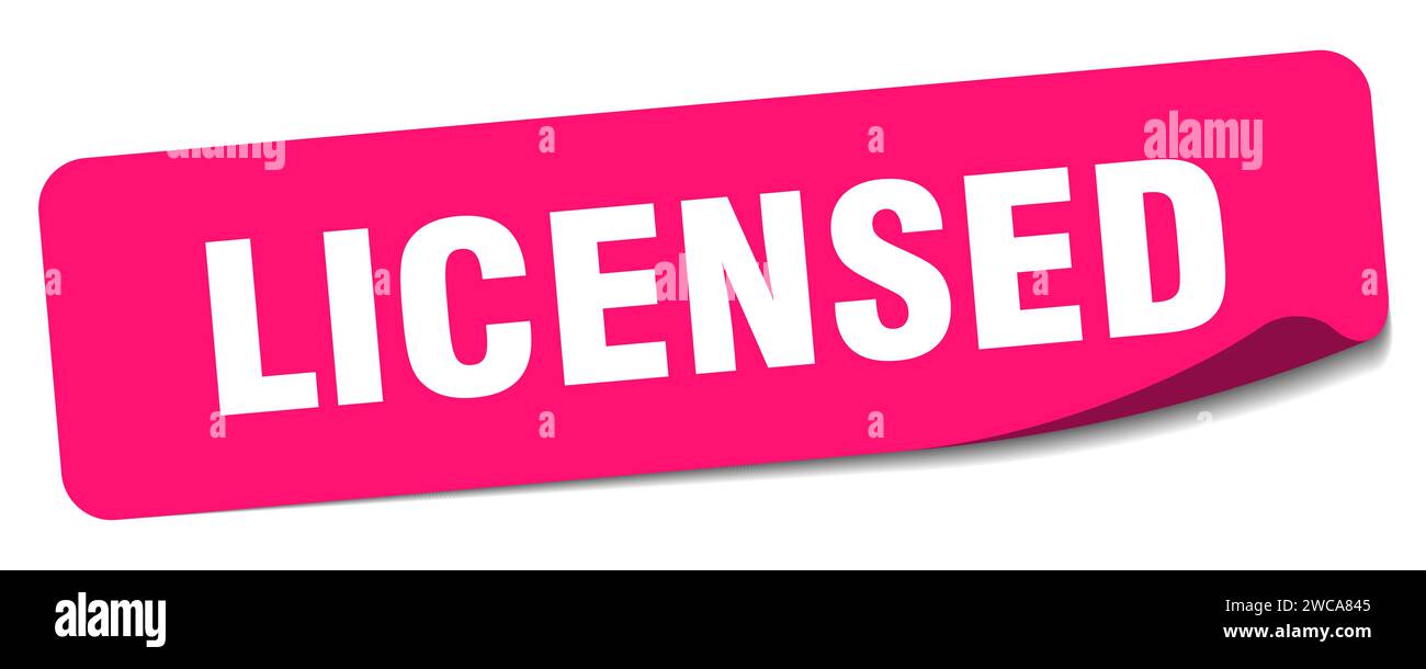 licensed sticker. licensed rectangular label isolated on white ...
