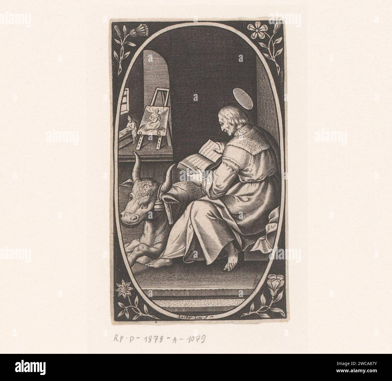 Lucas de Evangelist in his painter's studio, Jaspar de Isaac, 1564 ...