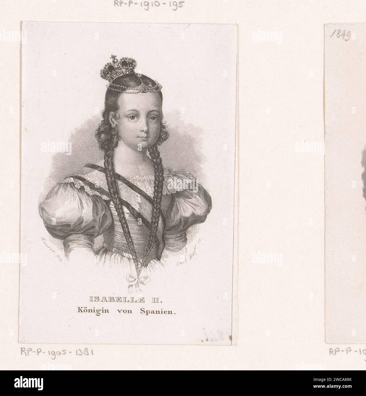 Portrait of Isabella II of Spain, as child, Carl Mayer, After Maurin ...