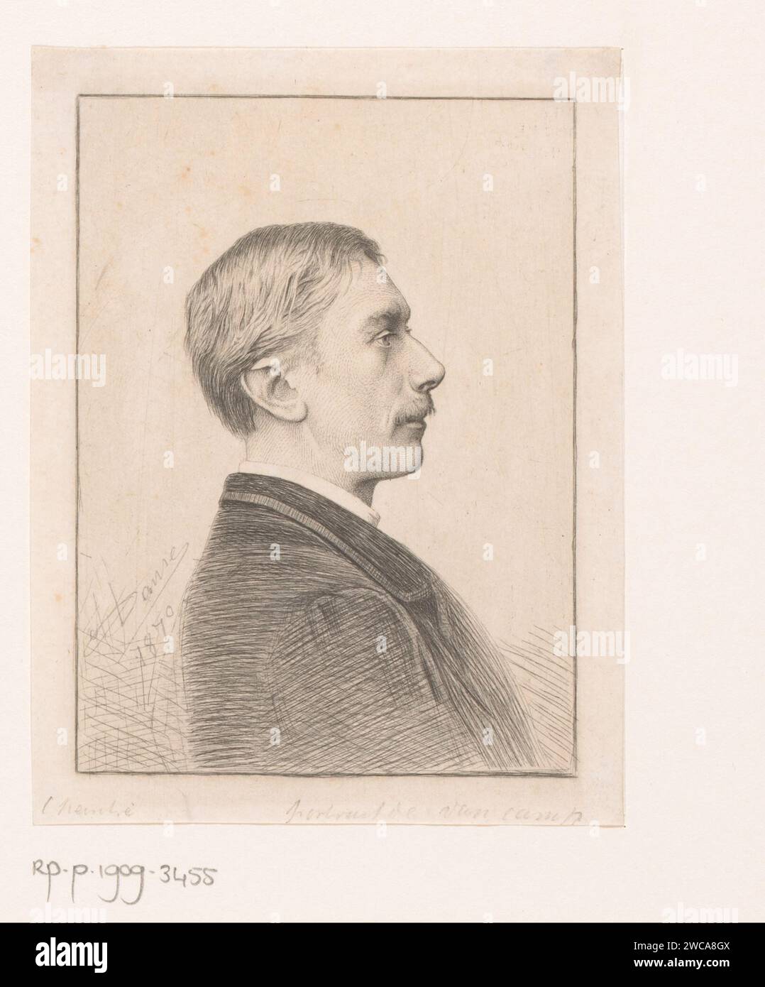 Portrait of Camille van Camp, Auguste Danse, 1870 print paper etching ...
