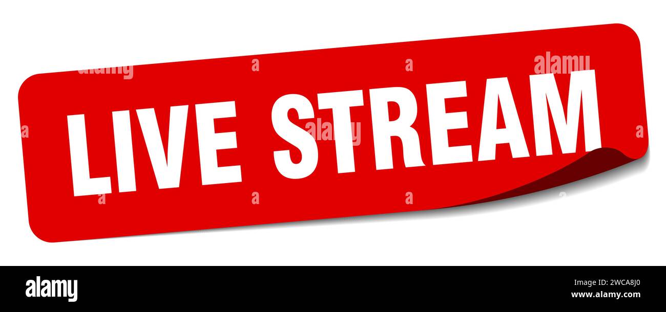 live stream sticker. live stream rectangular label isolated on white ...