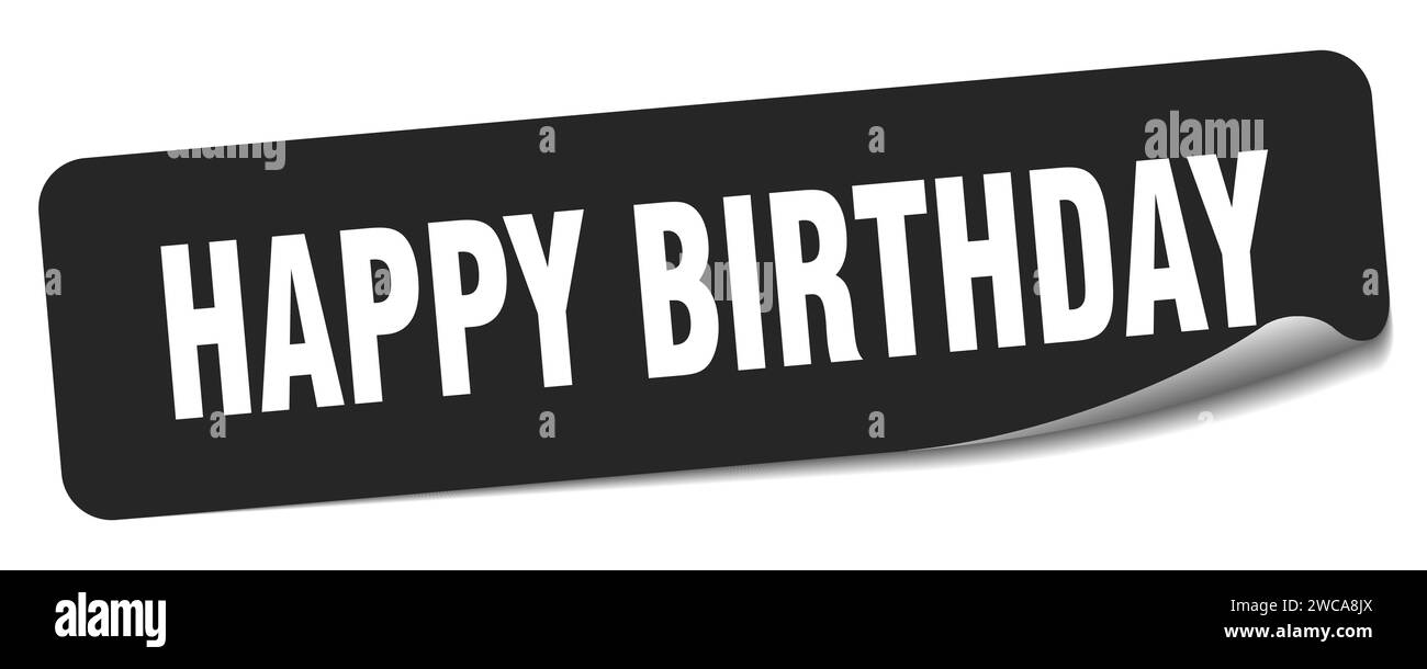 happy birthday sticker. happy birthday rectangular label isolated on ...