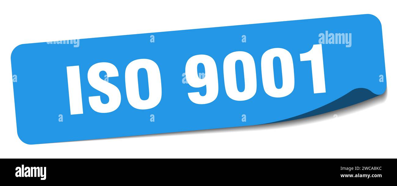 iso 9001 sticker. iso 9001 rectangular label isolated on white ...