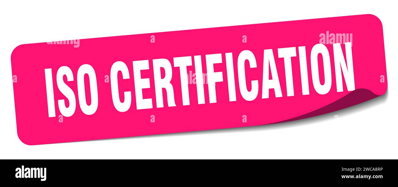 iso certification sticker. iso certification rectangular label isolated ...