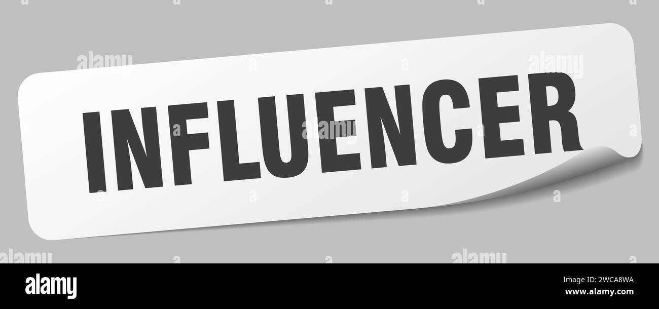 influencer sticker. influencer rectangular label isolated on white ...
