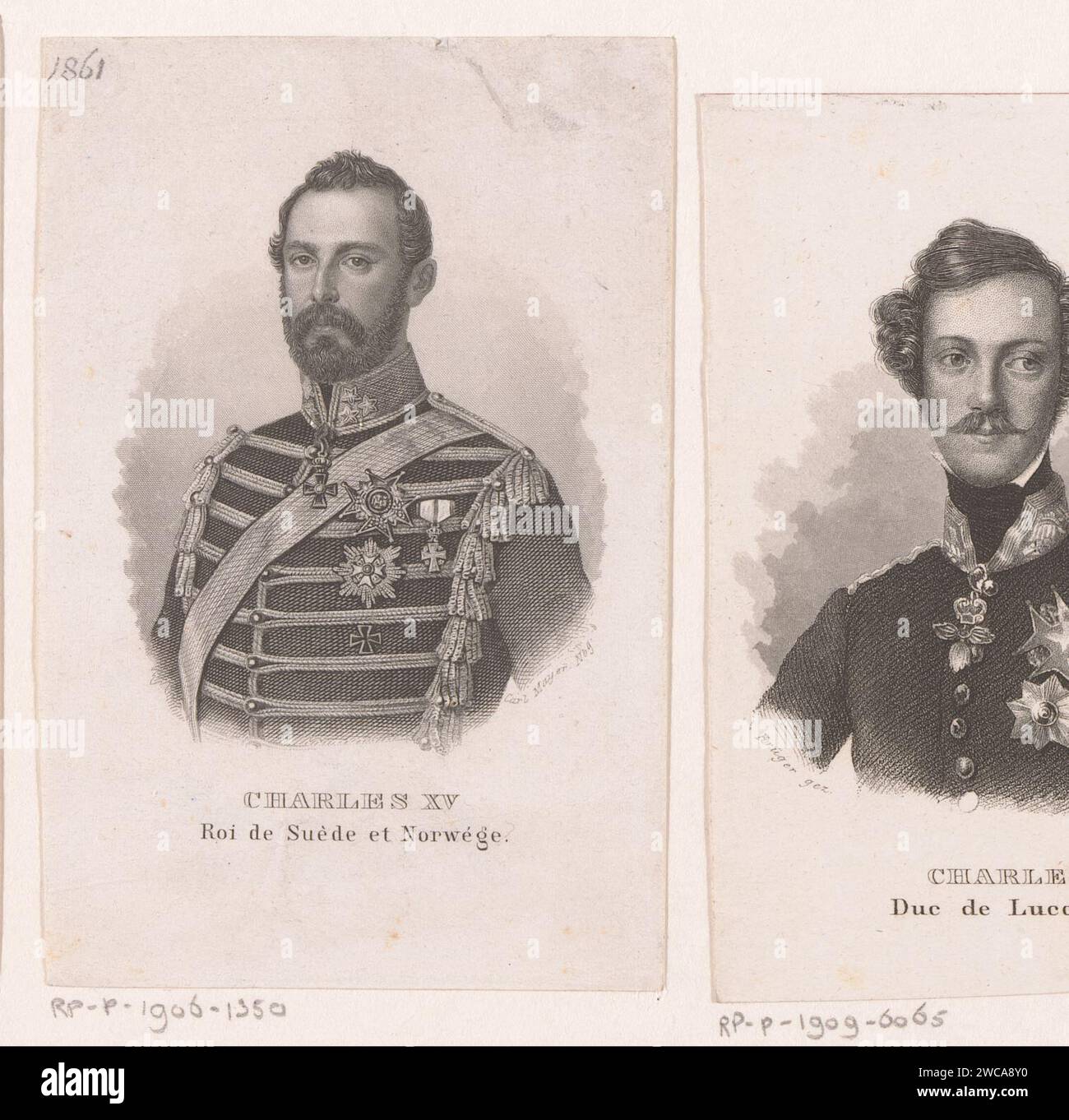 Portrait of Karel XV, King of Sweden and Norway, Carl Mayer, 1861 print ...
