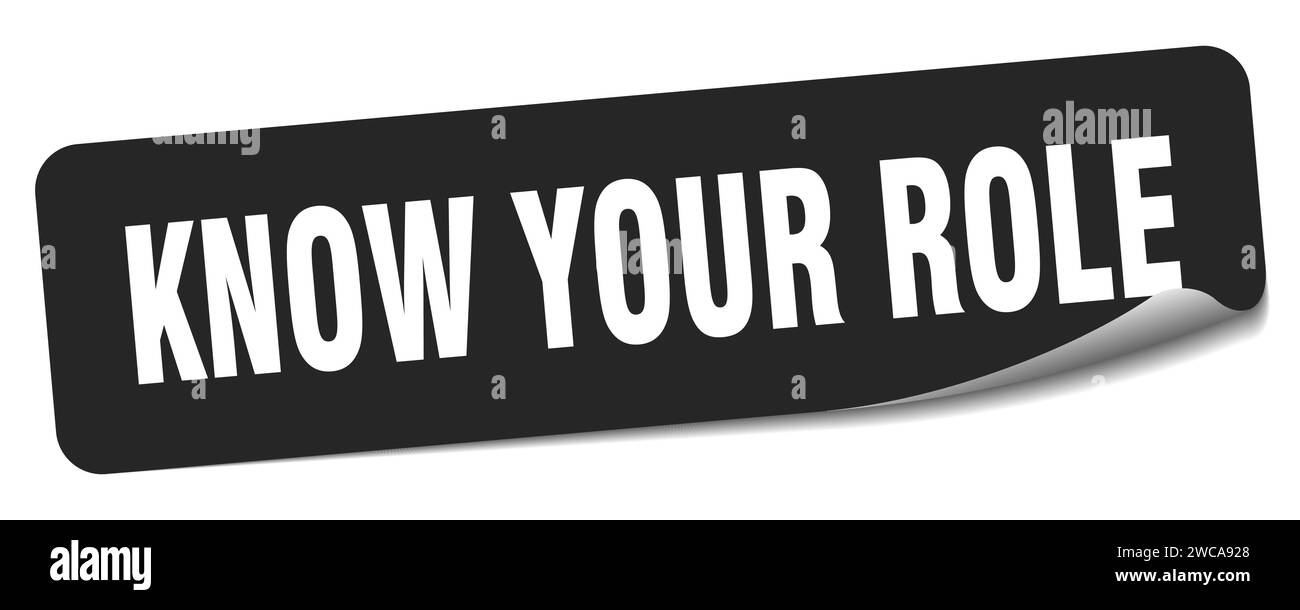 know your role sticker. know your role rectangular label isolated on ...
