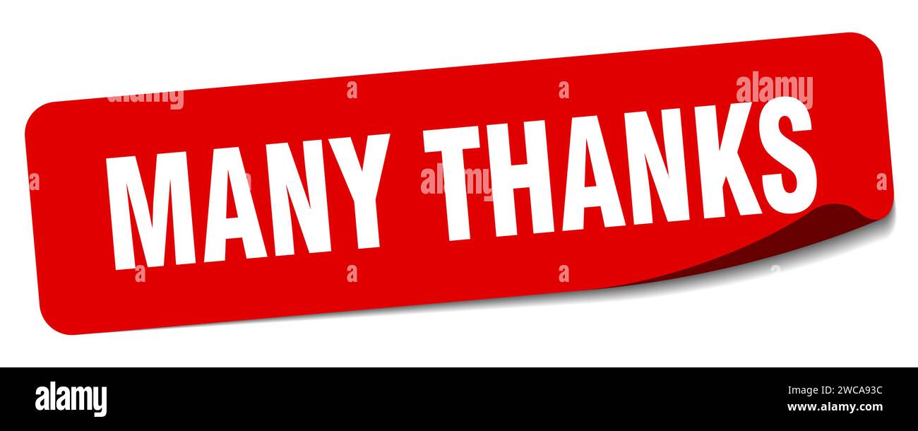 many thanks sticker. many thanks rectangular label isolated on white ...