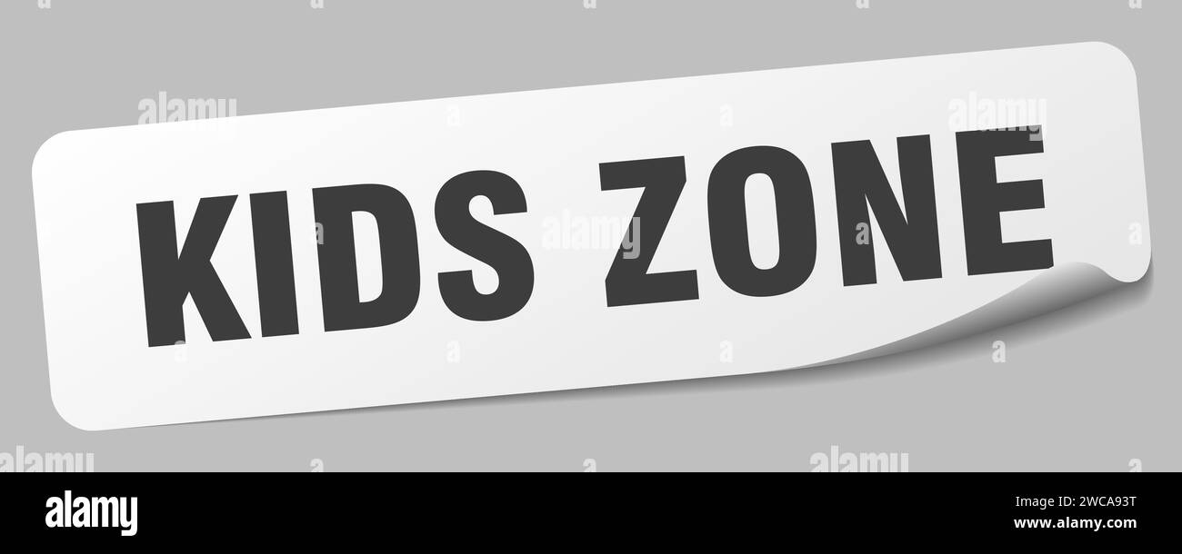 kids zone sticker. kids zone rectangular label isolated on white ...