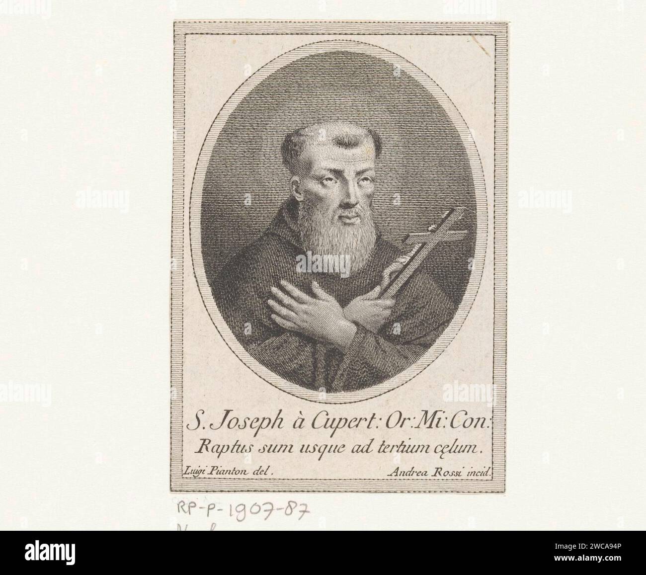 Portrait of spiritual Joseph Van Cupertino, Andrea Rossi, After Luigi ...