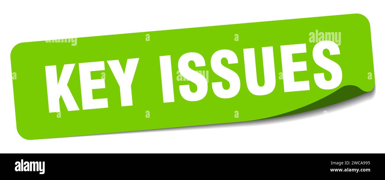 key issues sticker. key issues rectangular label isolated on white ...