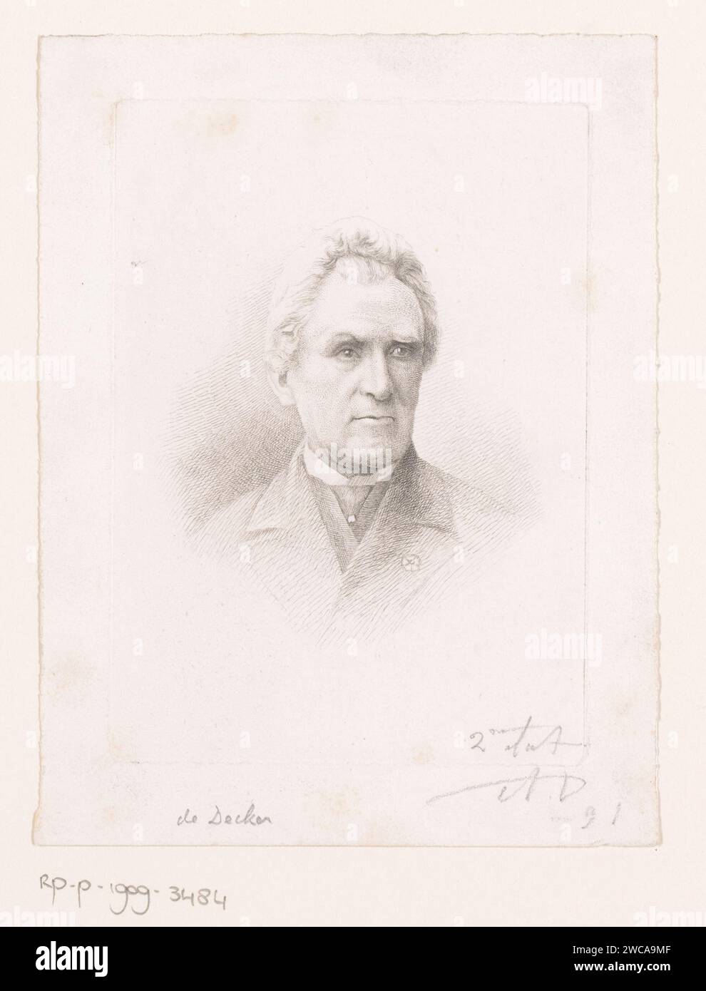 Portrait of Pieter de Decker, Auguste Danse, 1891 print paper etching ...