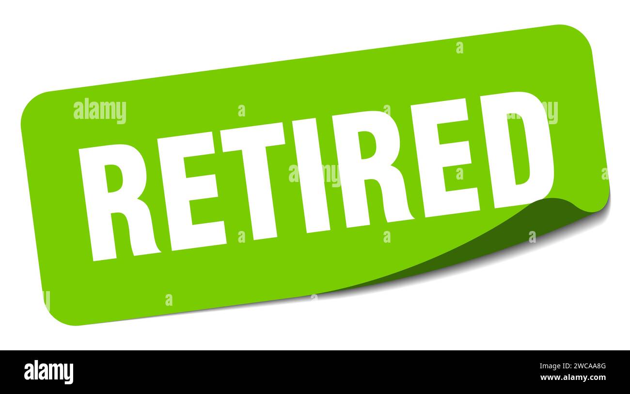 retired sticker. retired rectangular label isolated on white background ...
