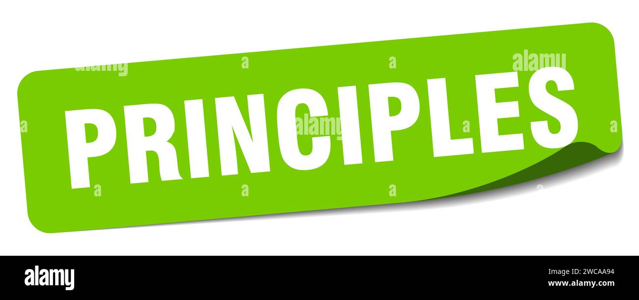 principles sticker. principles rectangular label isolated on white ...