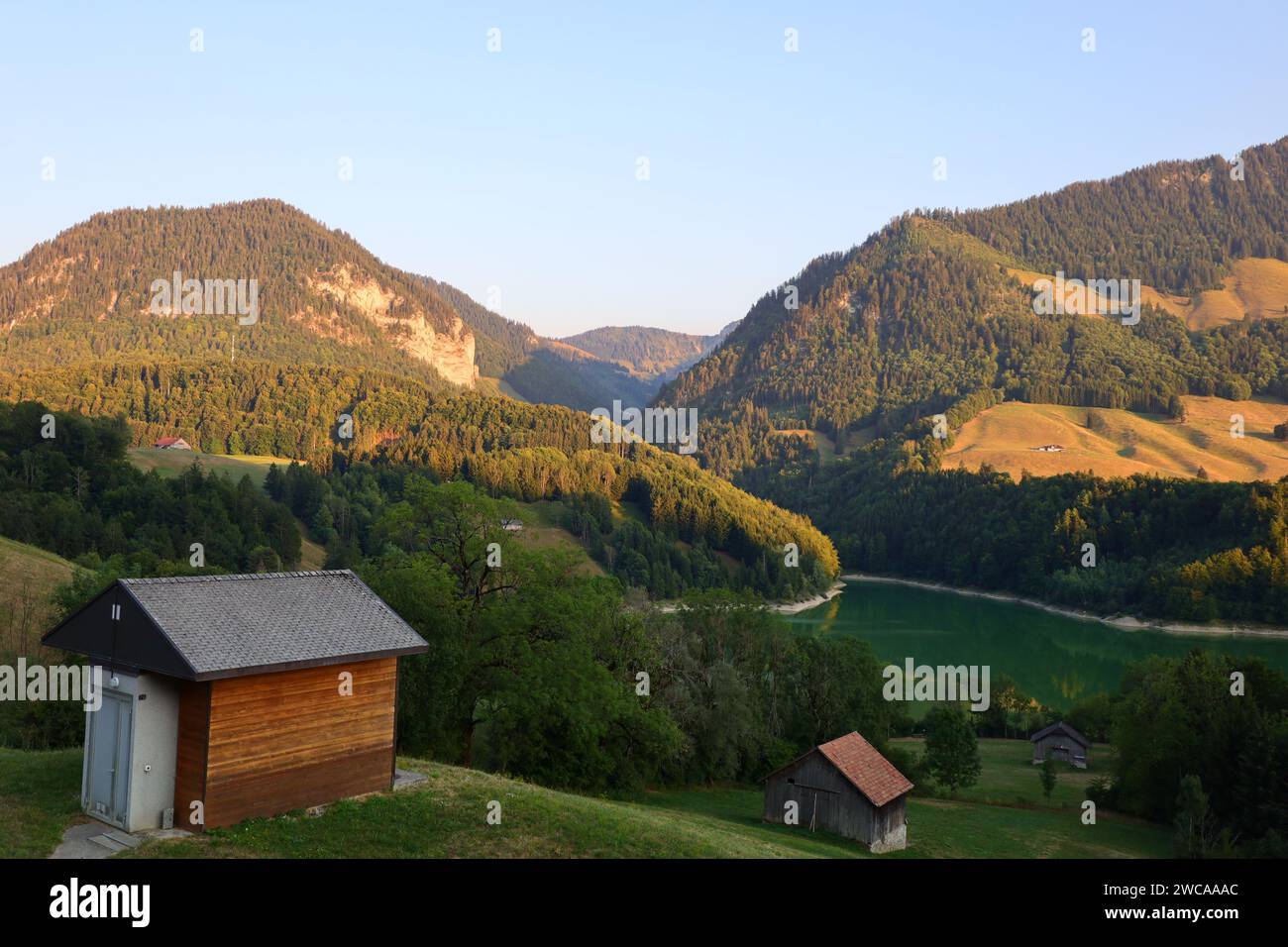View on a mountain in the Bernese Oberland region of the Swiss canton ...
