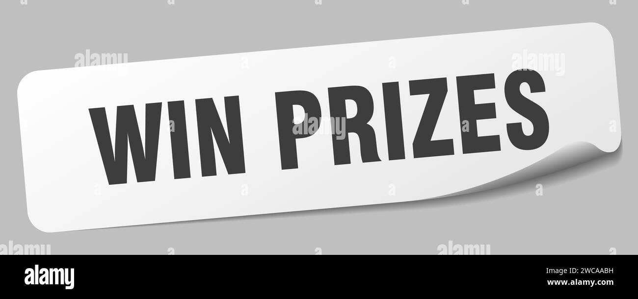 win prizes sticker. win prizes rectangular label isolated on white ...