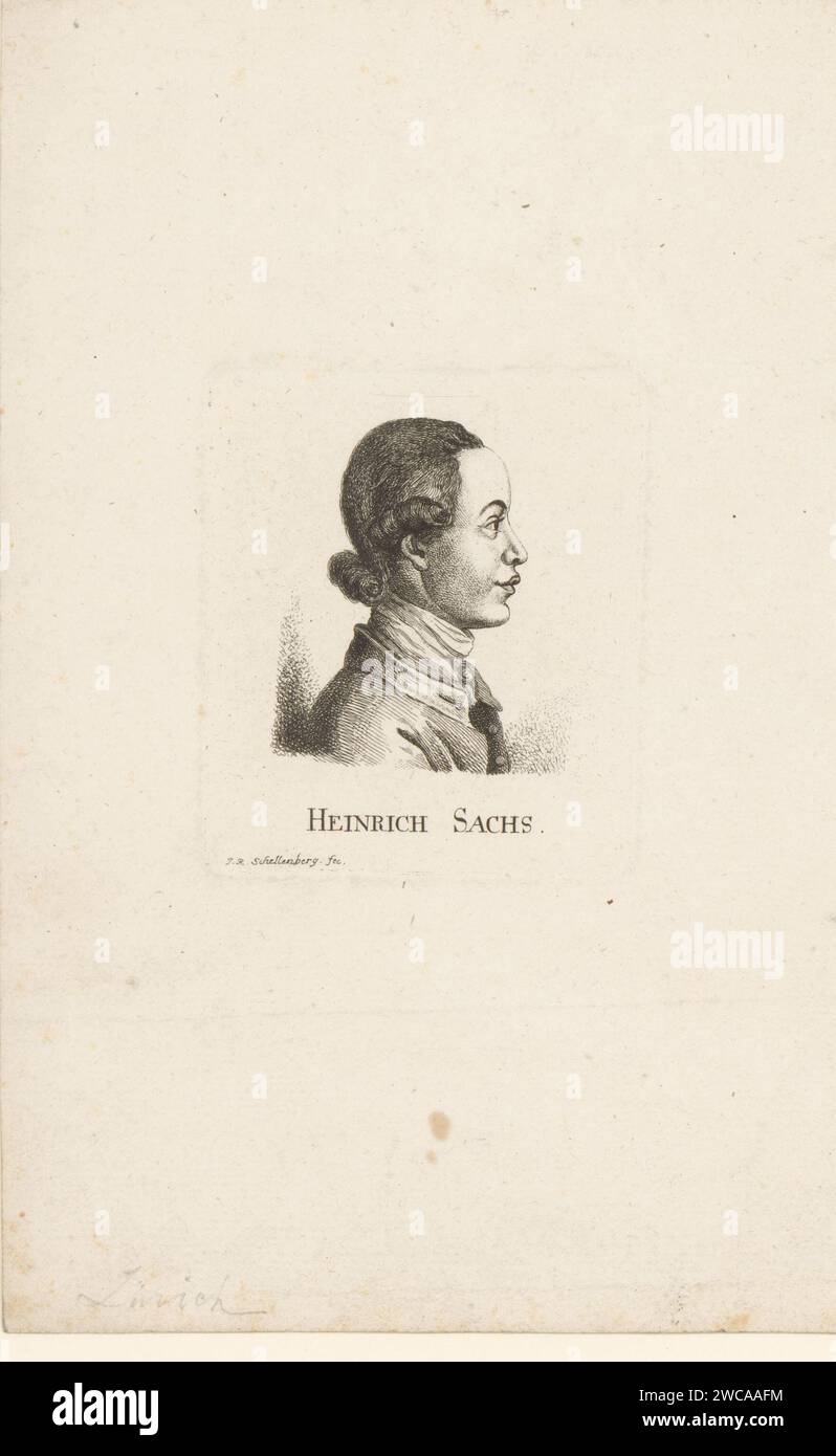 Portrait van Heinrich Sachs, Johann Rudolph Schellenberg, 1750 - 1806 ...